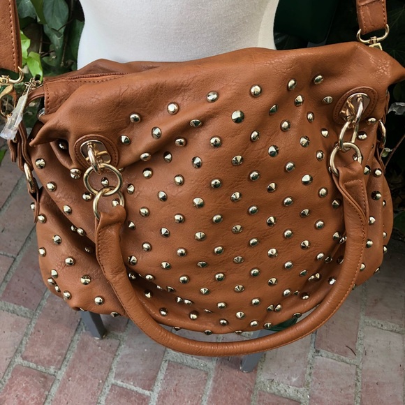 boutique | Bags | Medium Studded Purse Crossbody Tote Gold Studs | Poshmark